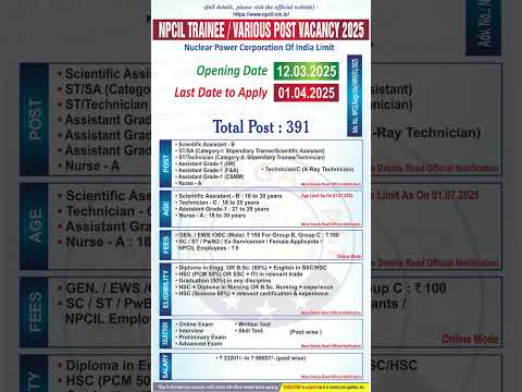 NPCIL Vacancy 2025 | NPCIL Trainee Vacancy 2025