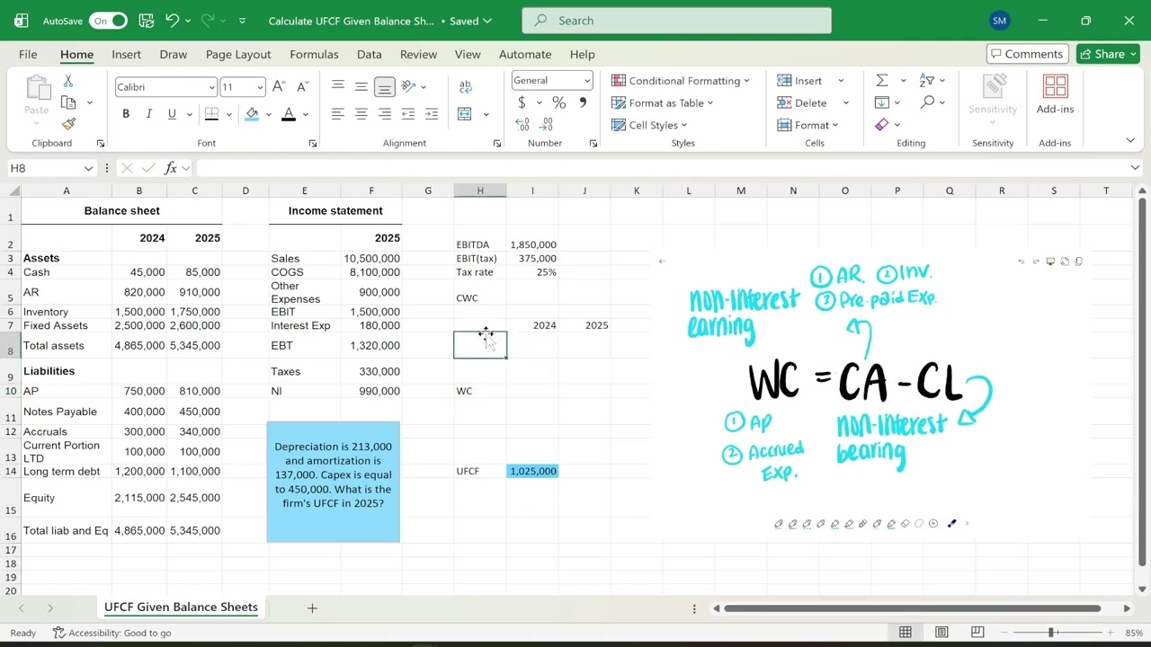 Calculate Unlevered Free Cash Flow (UFCF) With Financial Statements| Advanced Corporate Finance
