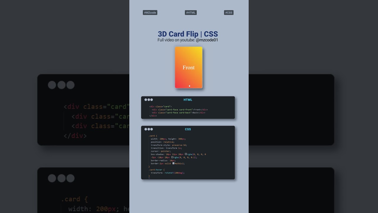 Create a STUNNING 3D Card Flip with Pure CSS #shorts  #cssprojects #cssshorts #css