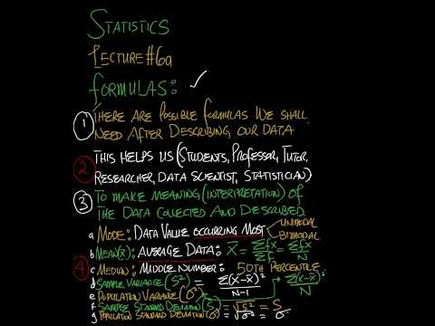 STATISTICS || Formulas | Lecture 6a | #maths