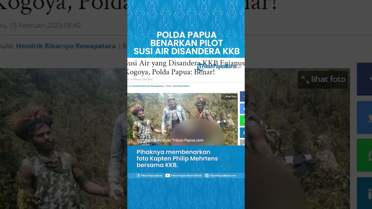 Beredar Foto Pilot Susi Air Disandera KKB Pimpinan Egianus Kogoya, Polda Papua: Benar! - Tribun ...