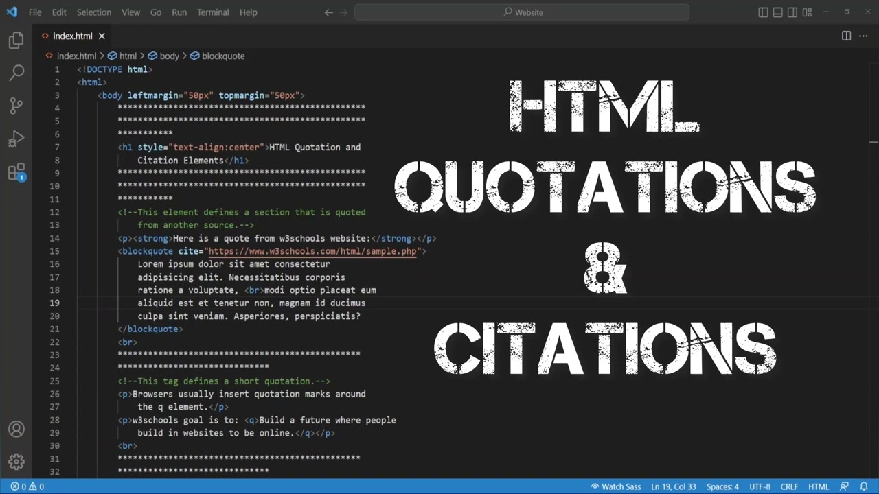 Quotations & Citations in HTML Document #video #learn #webdevelopment #course