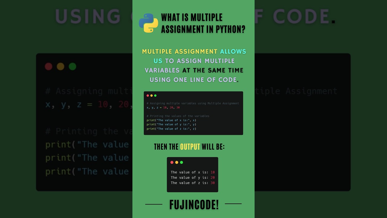 What is Multiple Assignment  in Python?  #programming #coding #python