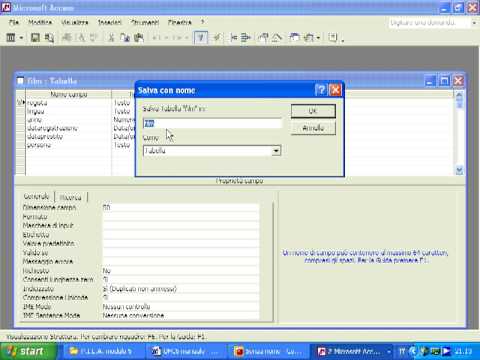 creare una nuova tabella nel database di access tutor virtuale in italiano