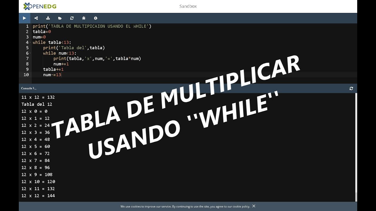 TABLA DE MULTIPLICACIÓN USANDO WHILE - PYTHON