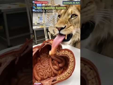 Ultra-realistic Lion Digestive System Animation | Animal Anatomy | Animals AI Art | 03