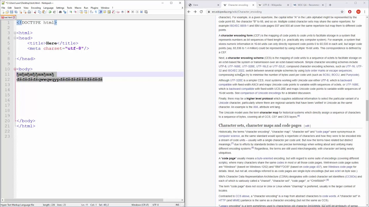 HTML Tutorial - 4 - Character Set - (UTF-8)