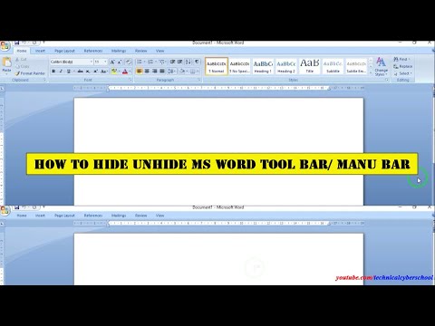 How to hide unhide MS word tool bar/ Menu bar