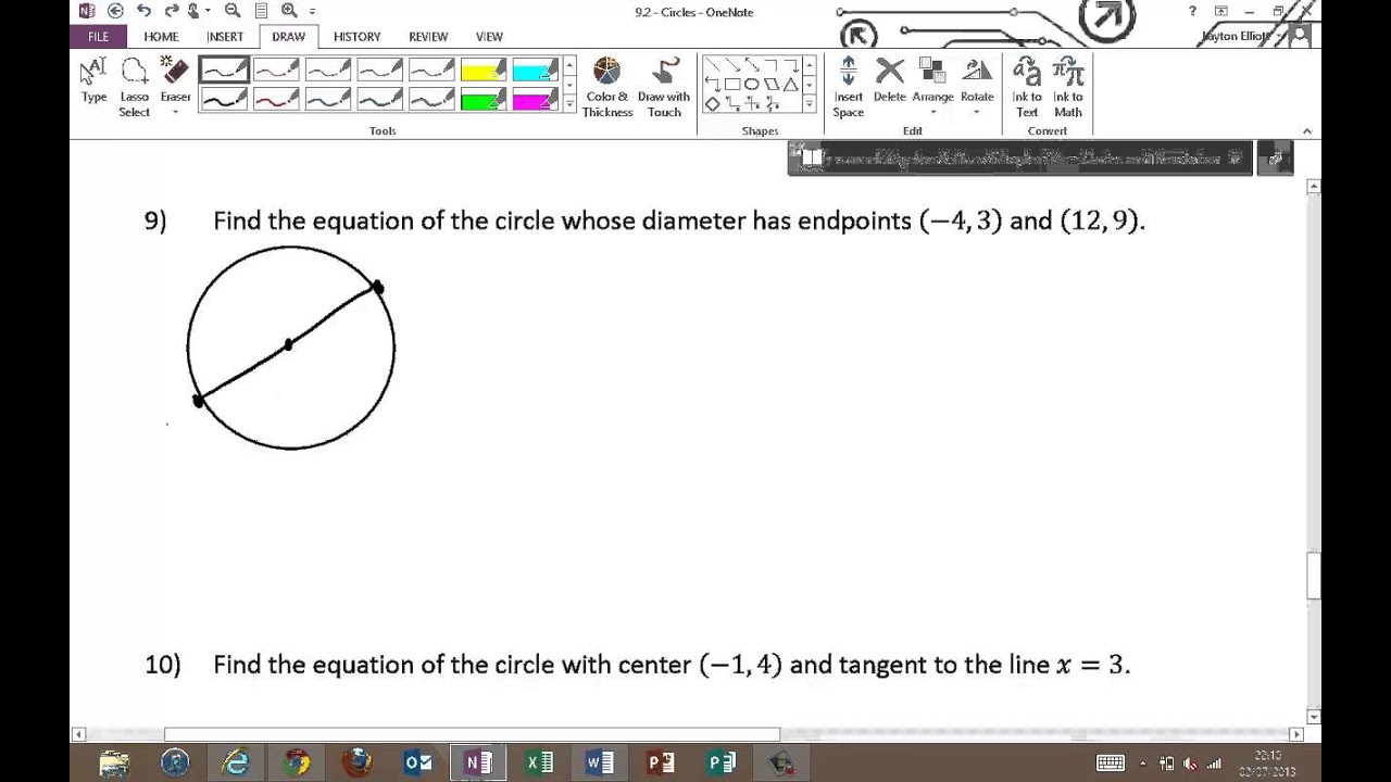Alg2-H - 9.2 Notes - Circles