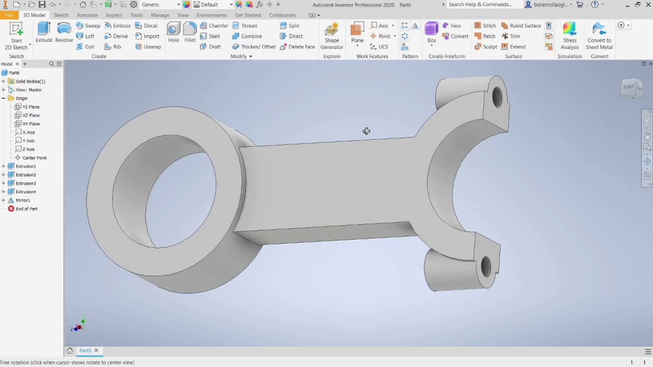 Inventor 2020 Piston Tutorial: PISTON ROD (3)