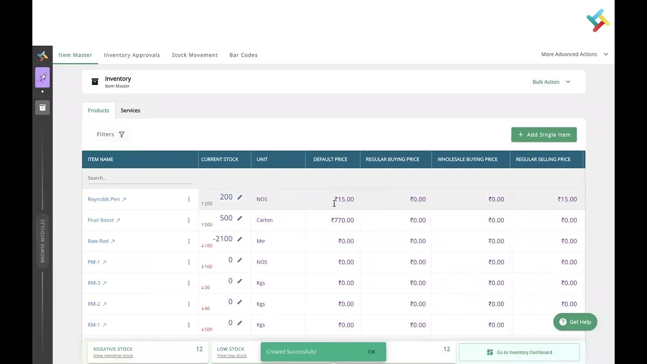 How to set multiple prices for stock items on TranZact?