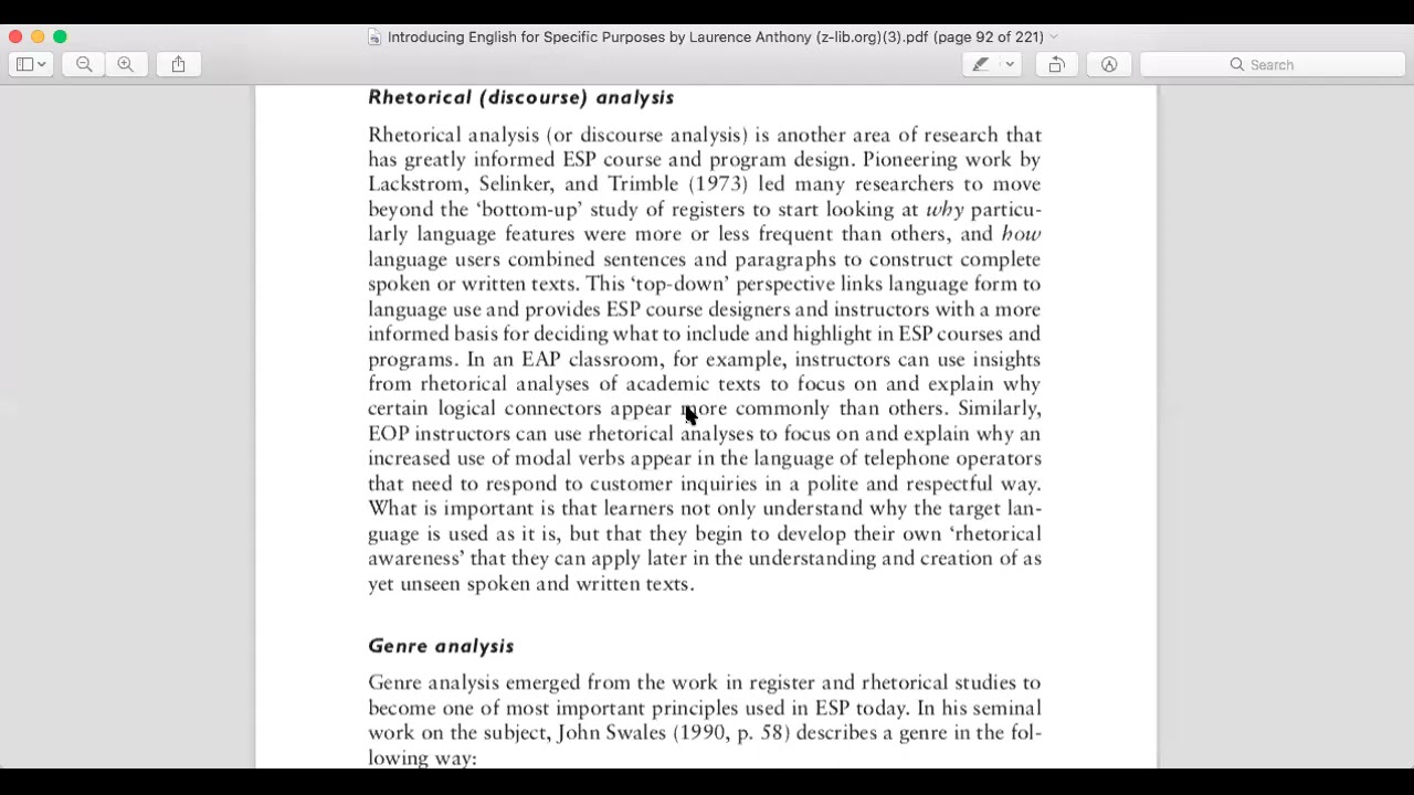 Deciding learning objective ESP I