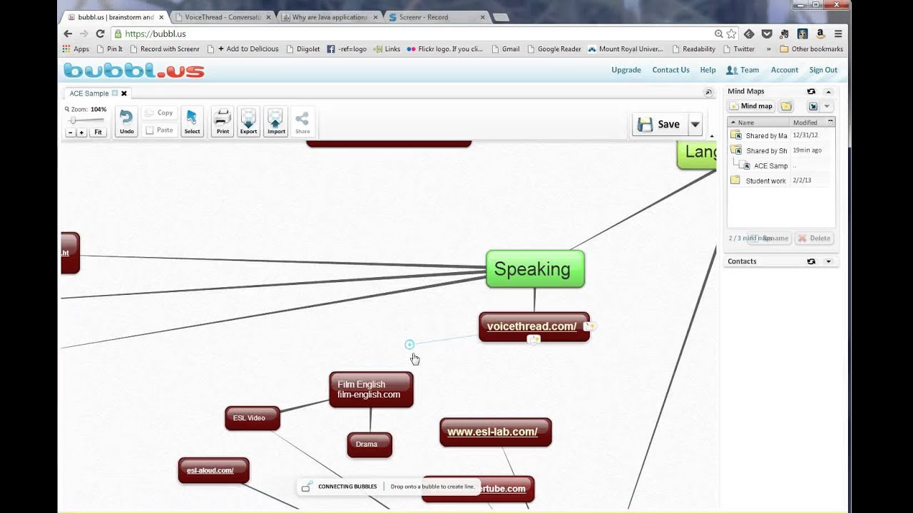 Adding and editing content on a Bubbl.us mindmap