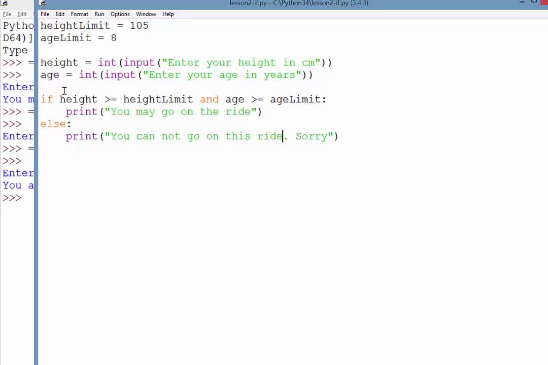 6. Multiple conditions in an if statement using and