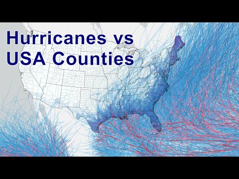 Hurricane Tracks by USA County