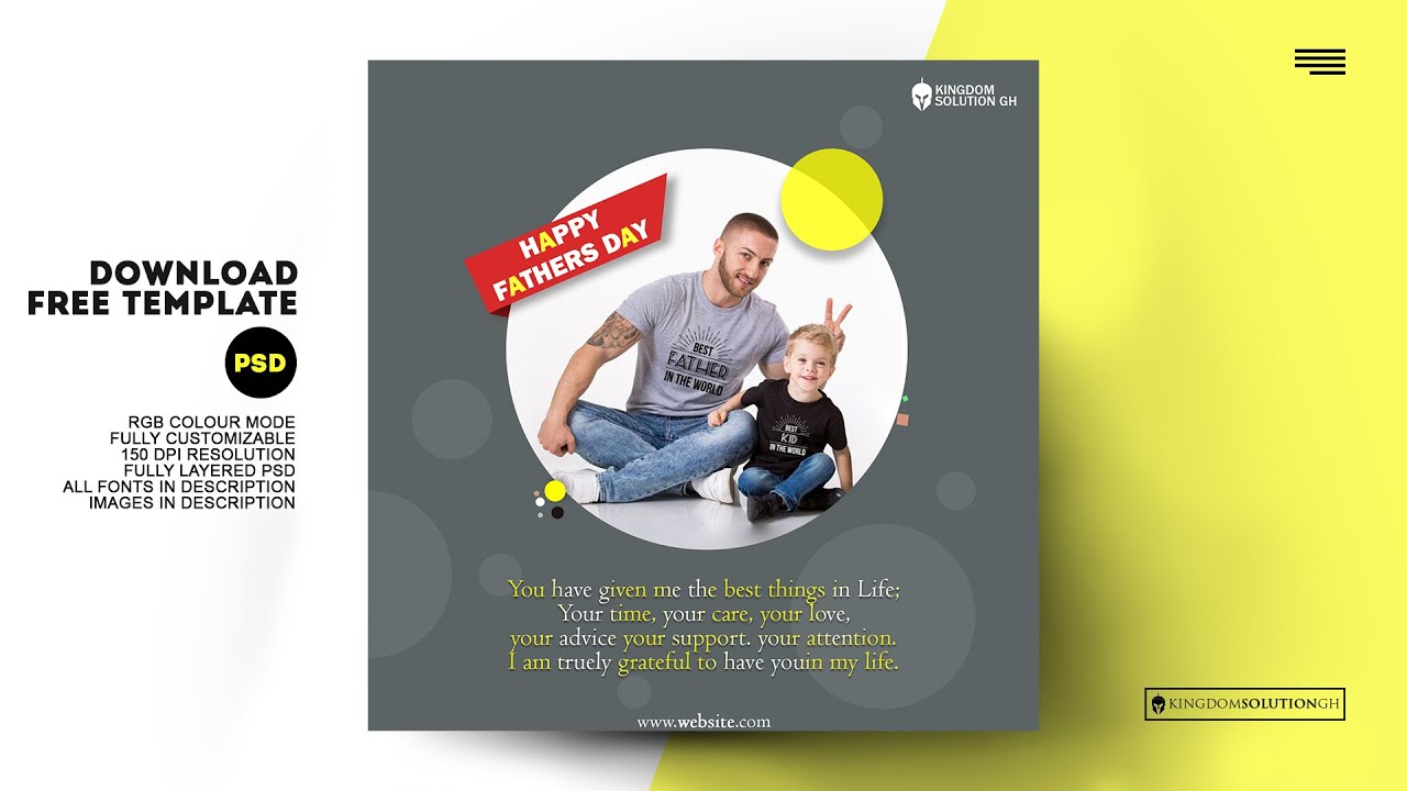 HAPPY FATHERS DAY FLYER - FREE TEMPLATE | Photoshop Tutorials For Beginners