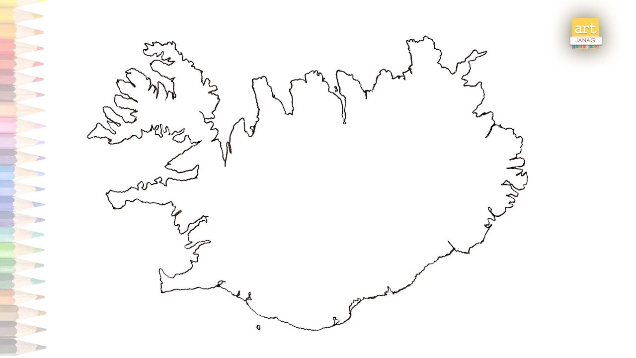 Iceland Map outline | How to draw Iceland Map step by step | Map drawing tutorials