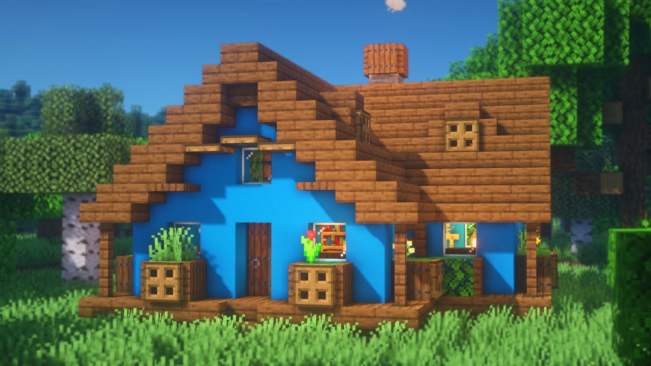 Minecraft: How to Build a Simple Blue Concrete House | Concrete House ...