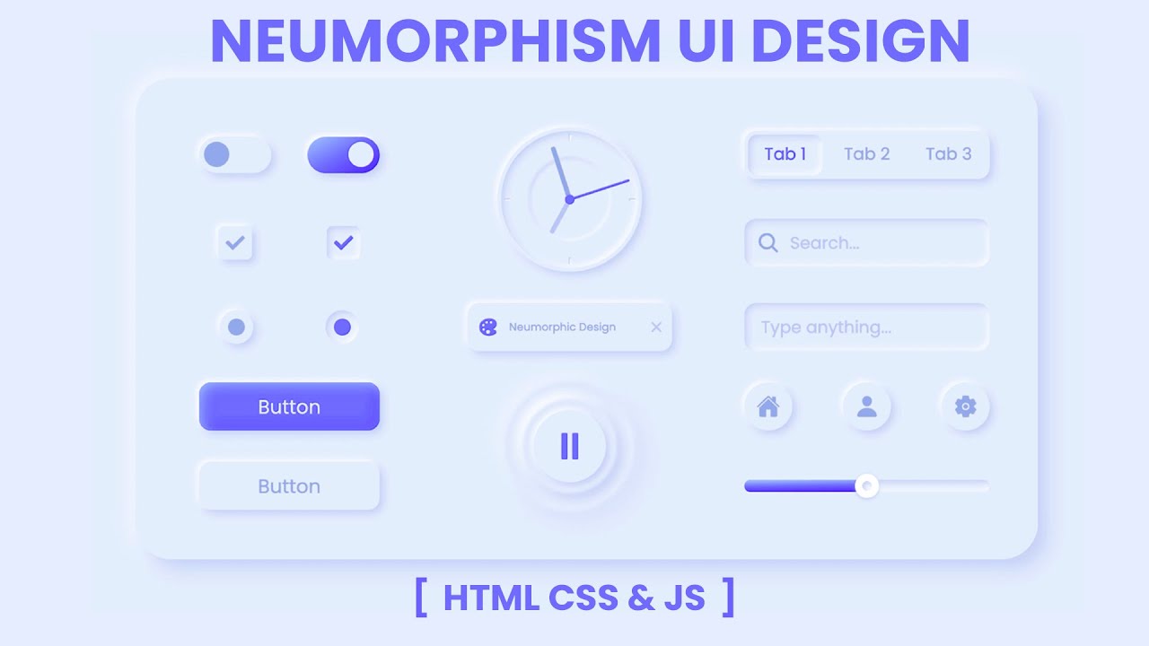 Neumorphism UI Design HTML CSS & JS |  Neumorphism Effect CSS | Neumorphism CSS @AnimationCoding
