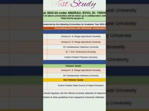 Acharya N.G. Ranga Agricultural University - Admissions to 2023 - 2024 Academic Year