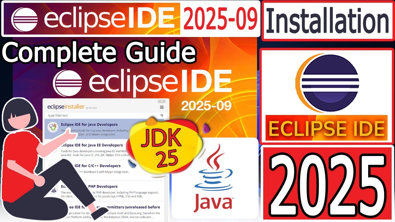 How to install Eclipse IDE 2025-09 with Java JDK 25 on Windows 11 [ 2025 Update ] Java Programming