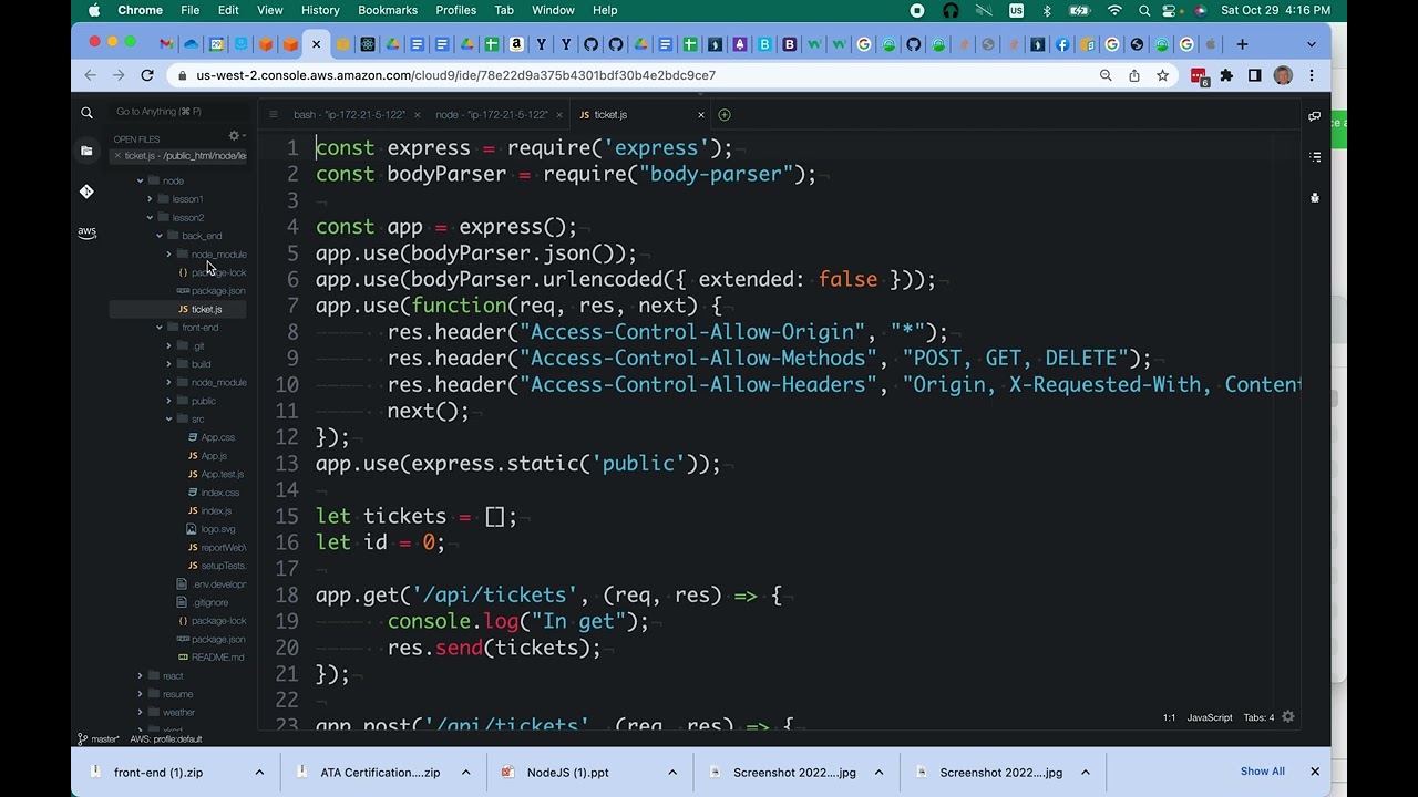 Debugging a Full Stack React/node app