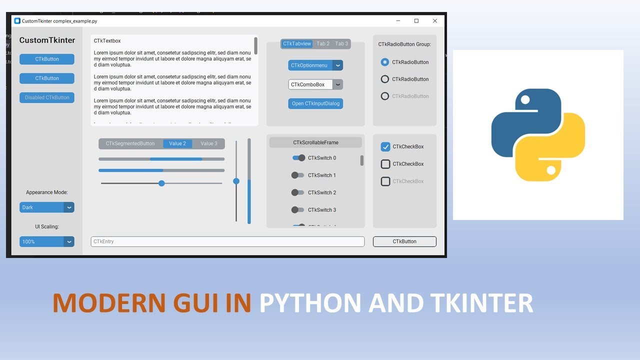 Modern Graphical User Interfaces in Python and Tkinter #tkinter tutorials