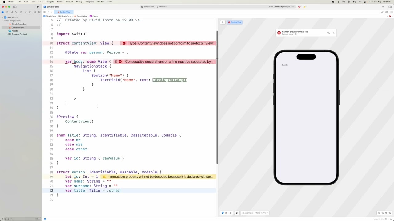#109 SwiftUI - Creating a Simple Form
