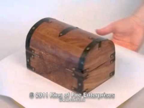 Demonstration of our Wooden Treasure Chest Box with Black Metal Accents