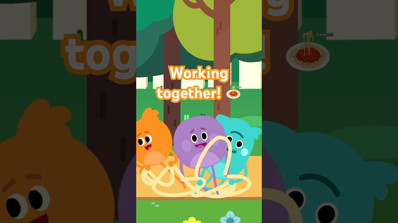 Flashback Friday! Stretchy Spaghetti takes teamwork! #shorts #bumblenums #cartoon #animation
