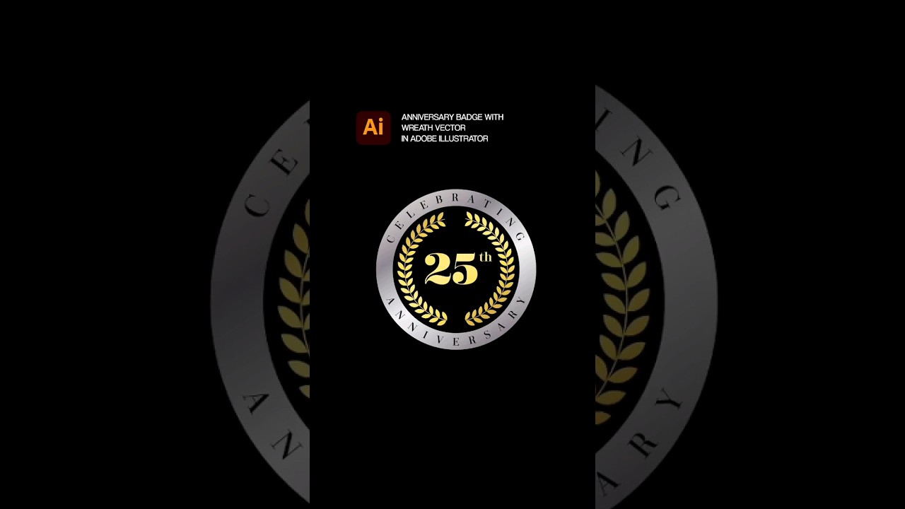 anniversary badge with wreath vector in adobe illustrator