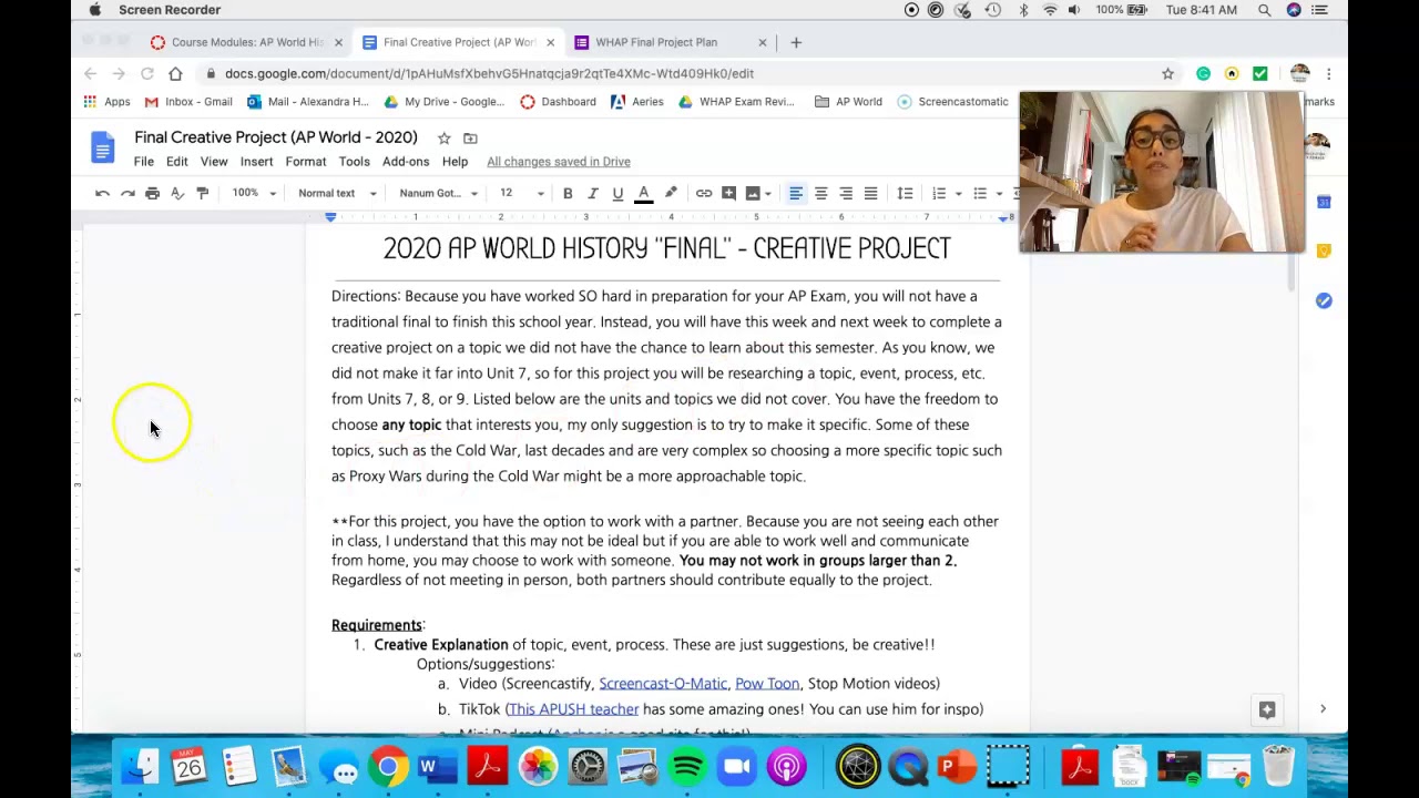 WHAP: Final Project Instructions