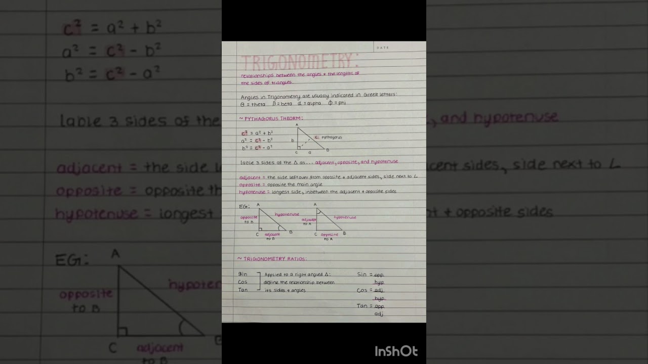 Trigonometry pythagoras theorem Math #trigonometry notes