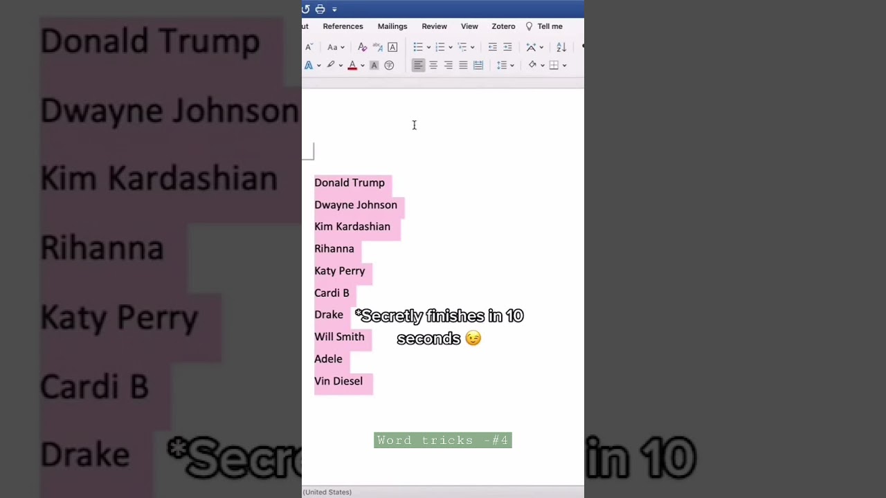 Sort names in alphabetical order within 10 seconds | #subscribers #hacks #tricks #msword
