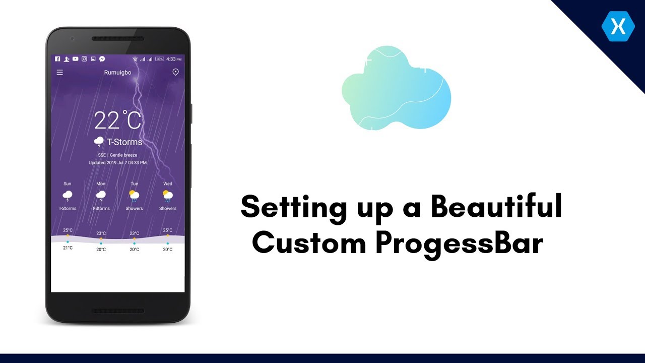Beautiful Custom Progress Bar Setup - Xamarin Weather App