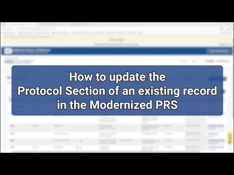 How to Update the Protocol Section of an Existing Record in the Modernized PRS
