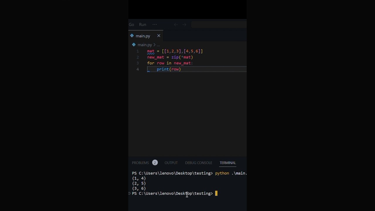 Python trick : Transposing a matrix 💥😎🔥| Did you knew this ??