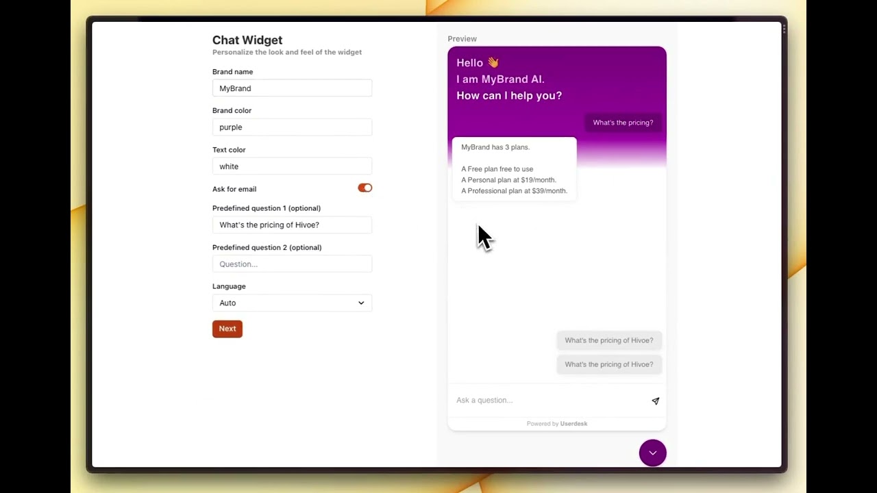Create your first AI Chatbot trained on your data | Userdesk
