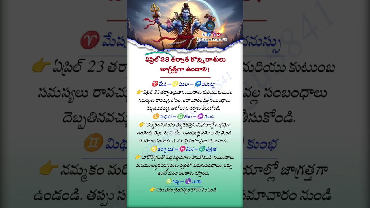 23 April Astrology Warnings | Zodiac Signs Guidance 🌟 | BusinessTelugu5841 🔮 | Horoscope Insights 🔥