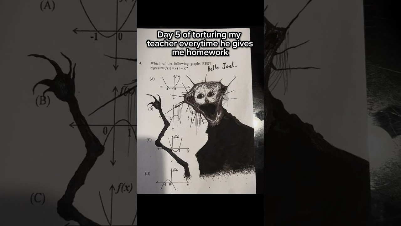 day 5 of torturing my math teacher everytime he gives me homework #art #horror #drawing #shorts