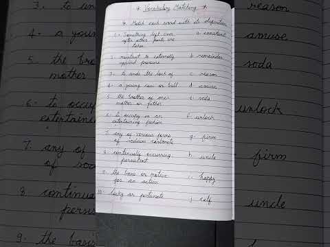 Vocabulary matching worksheet#words#definition#english#shorts.
