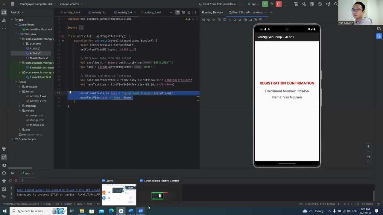 Android Application Passing Data Class, Object between Activities using Intent