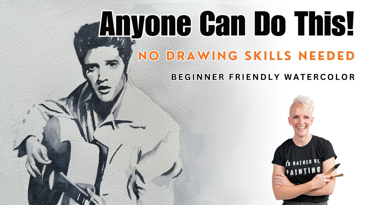 EASY Elvis Watercolor Portrait: No Drawing Skills Needed