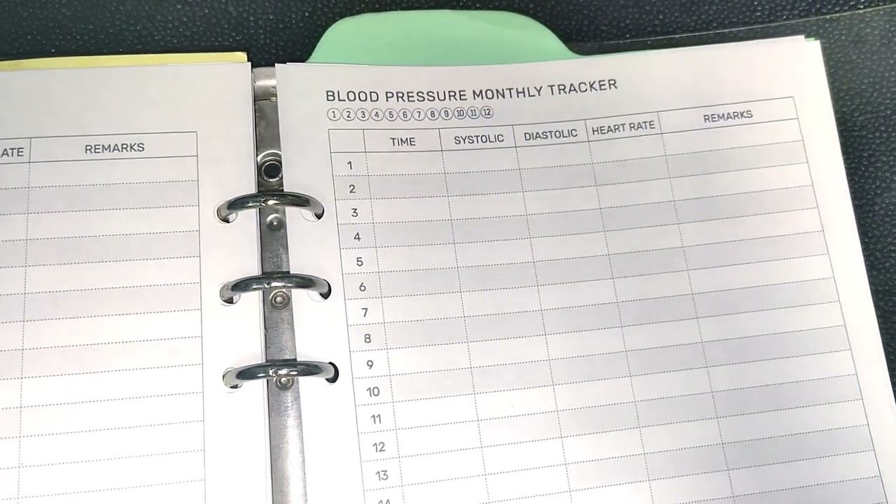 Blood Pressure Tracker - Monthly View - HALF LETTER Size Printable | Hypertension Log  SAMPLE PRINT