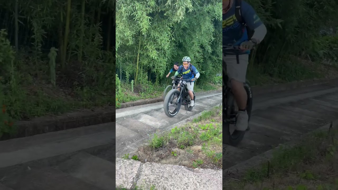 Uphill + stairs, electric mountain bike is so fierce! #ebikelife #emtb #mtblife #fatebike #emtblife
