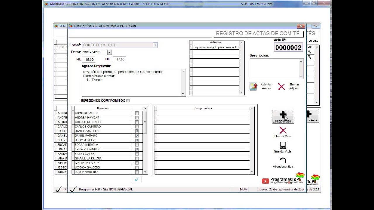 ACTAS DE COMITE REGISTRADAS