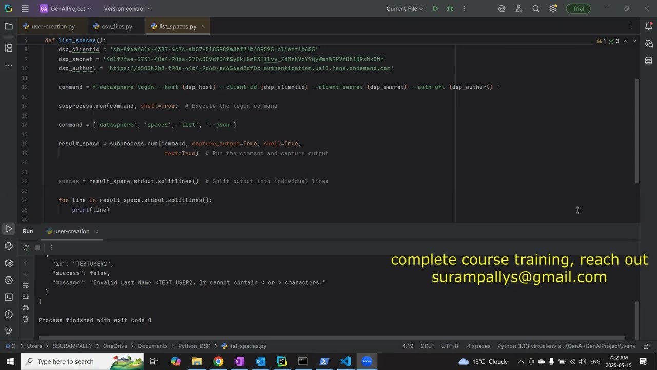 Datasphere Admin CLI usage - Python Script