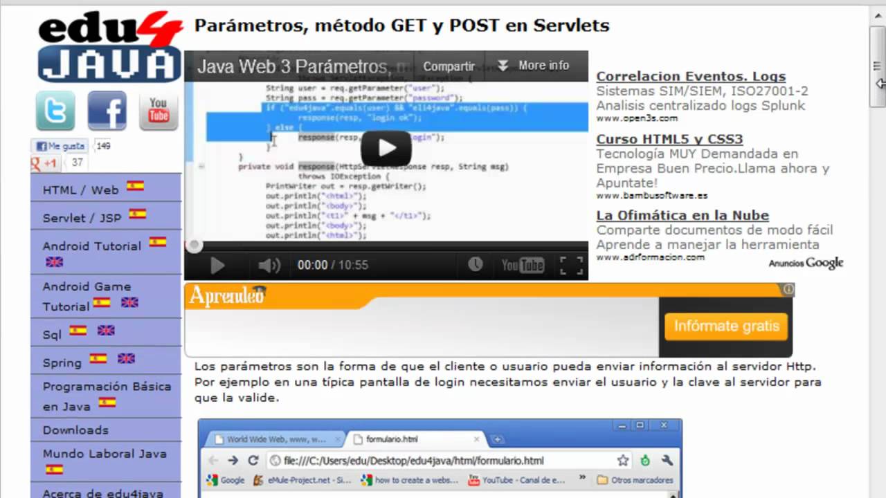 Java Web 4 Uso de Eclipse IDE for Java EE Developers. Video Tutorial en Español.