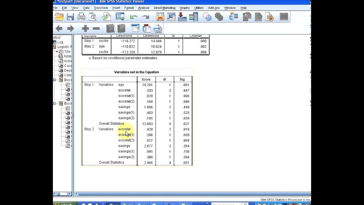 SPSS Logistic Regression (Part 2) - Variable Selection