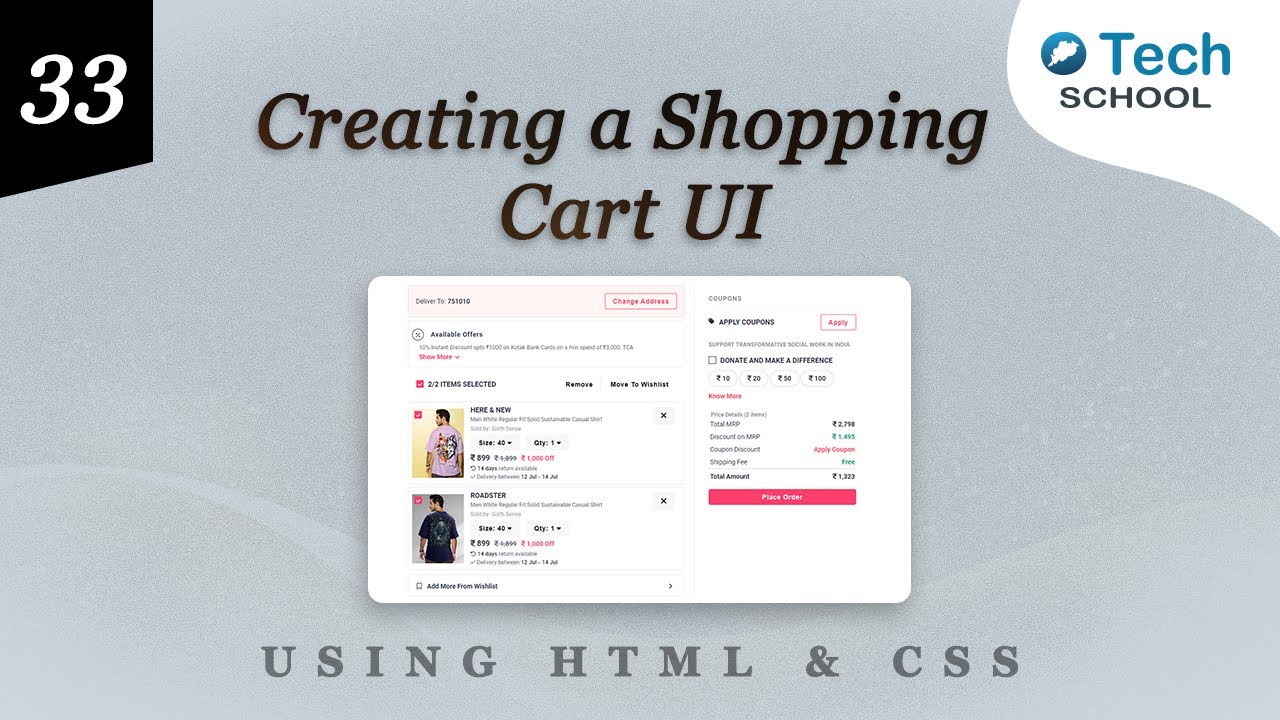 Creating a Shopping Cart UI with HTML & CSS